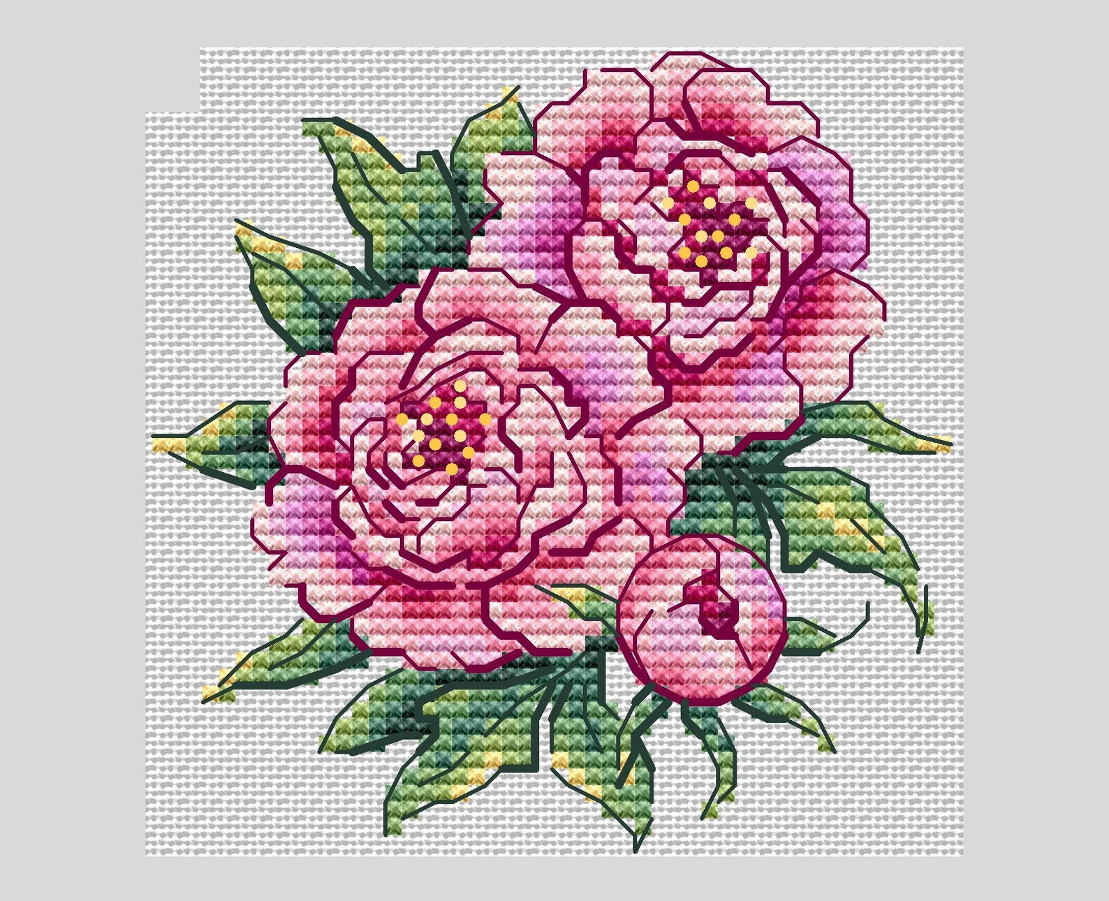 Pink Peonies Cross Stitch Pattern - Etsy