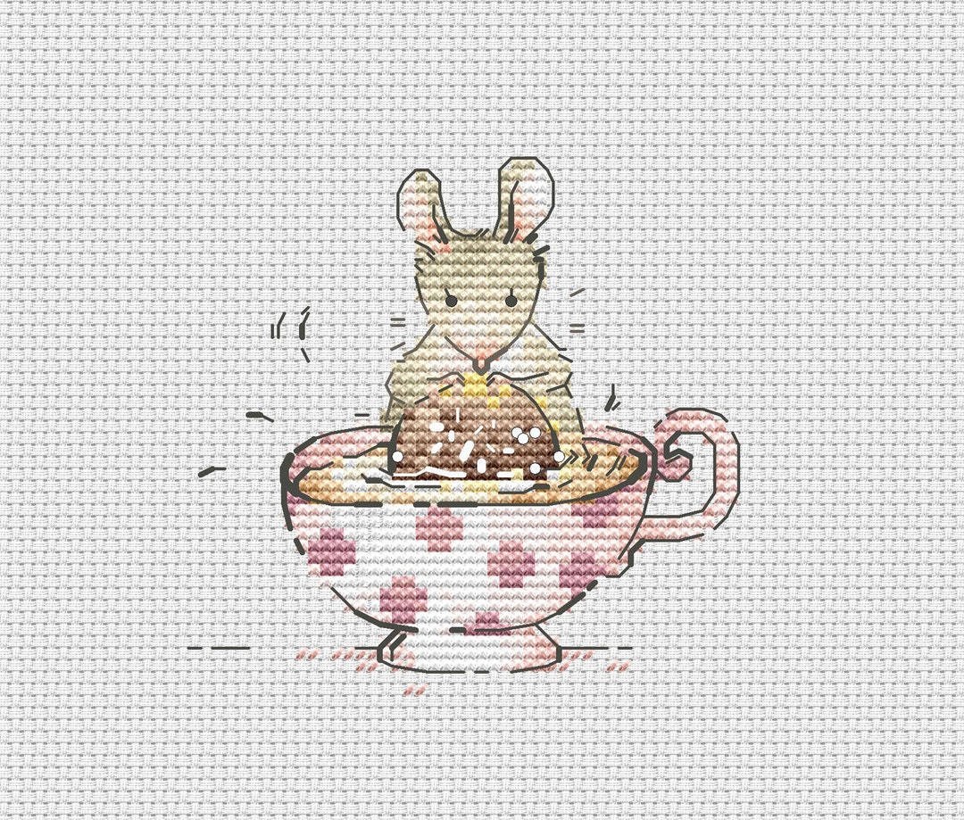 Cross Stitch Mouse With Cookie Cross Stitch Teatime Cross Stitch Funny ...