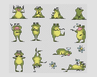 Cute Frog Cross Stitch Pattern - Froggy X Cross Stitch - Small Cross ...