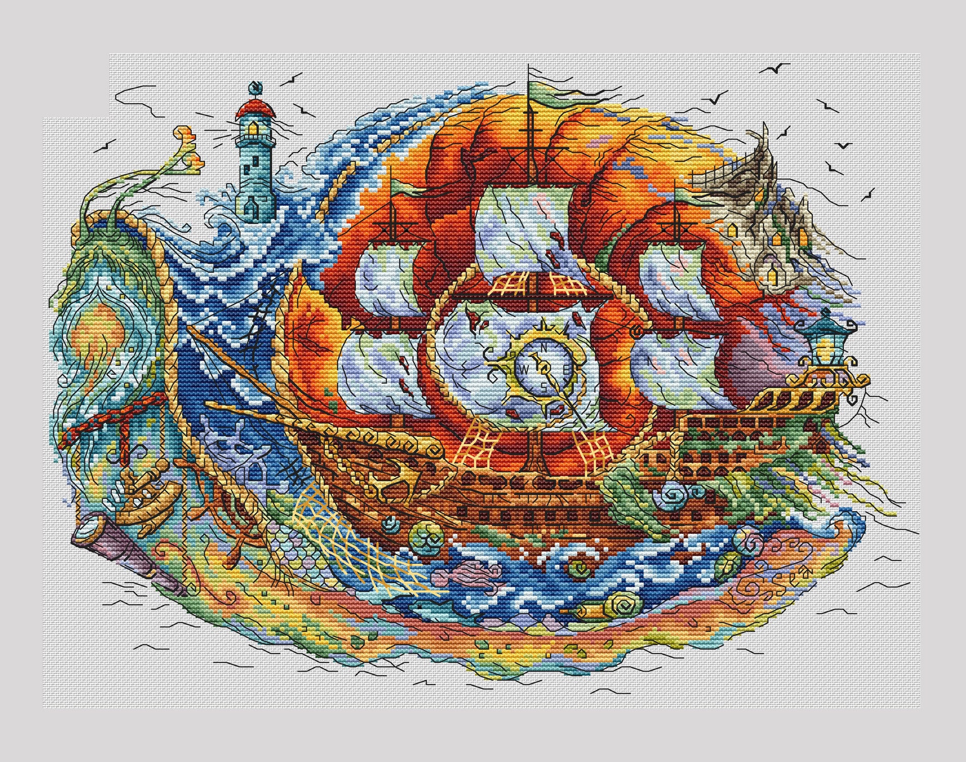 Snail Sailor Cross Stitch Pattern - Etsy