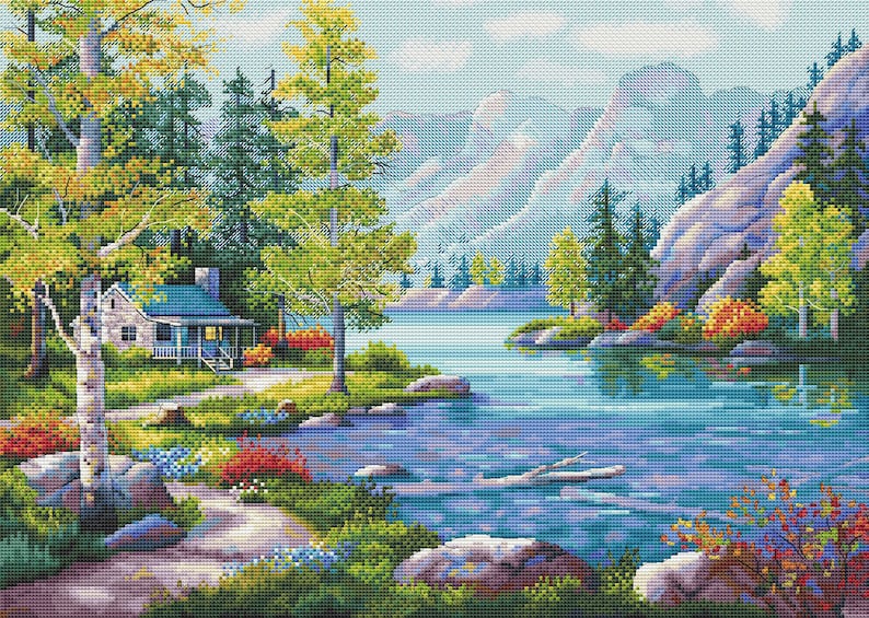 Mountain River Cross Stitch Pattern Beautiful Landscape Cross - Etsy Canada