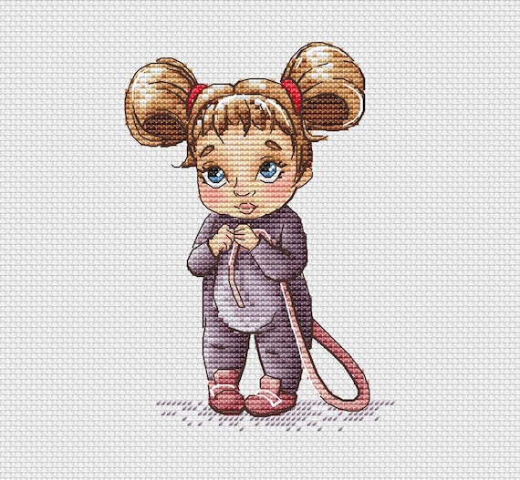 Baby Girl Cross Stitch Pattern Cute Girl Cross Stitch Girl in - Etsy