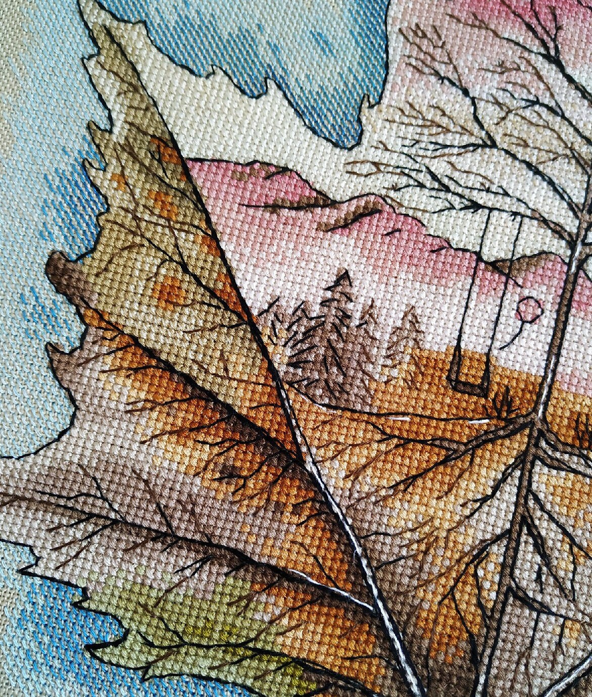 Autumn Landscape Cross Stitch Pattern Autumn Leaf Cross Stitch | Etsy