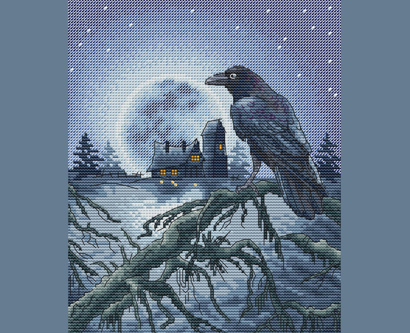 Raven at Night Cross Stitch Pattern - Etsy
