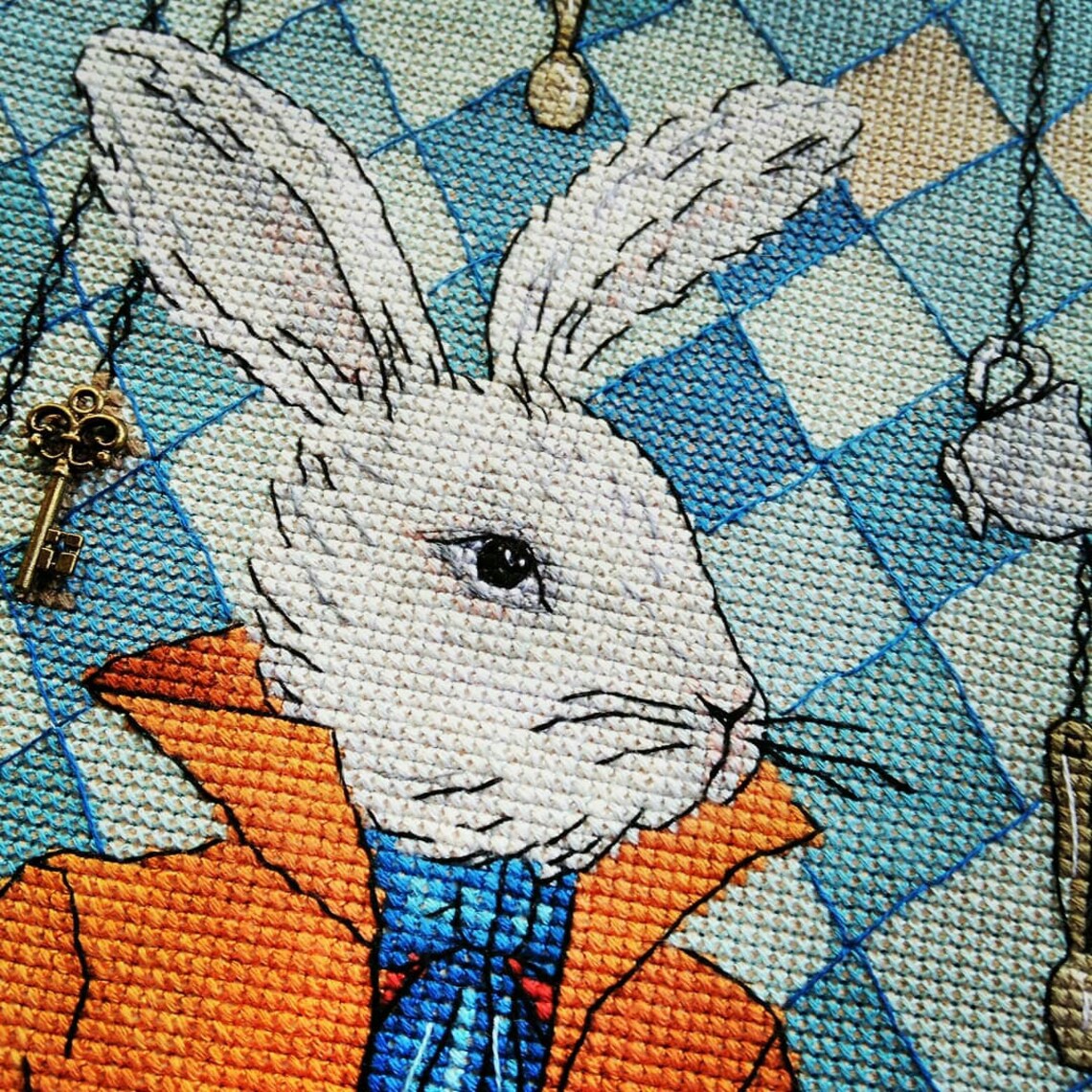 White Rabbit Cross Stitch Pattern Rabbit With Clock Cross | Etsy