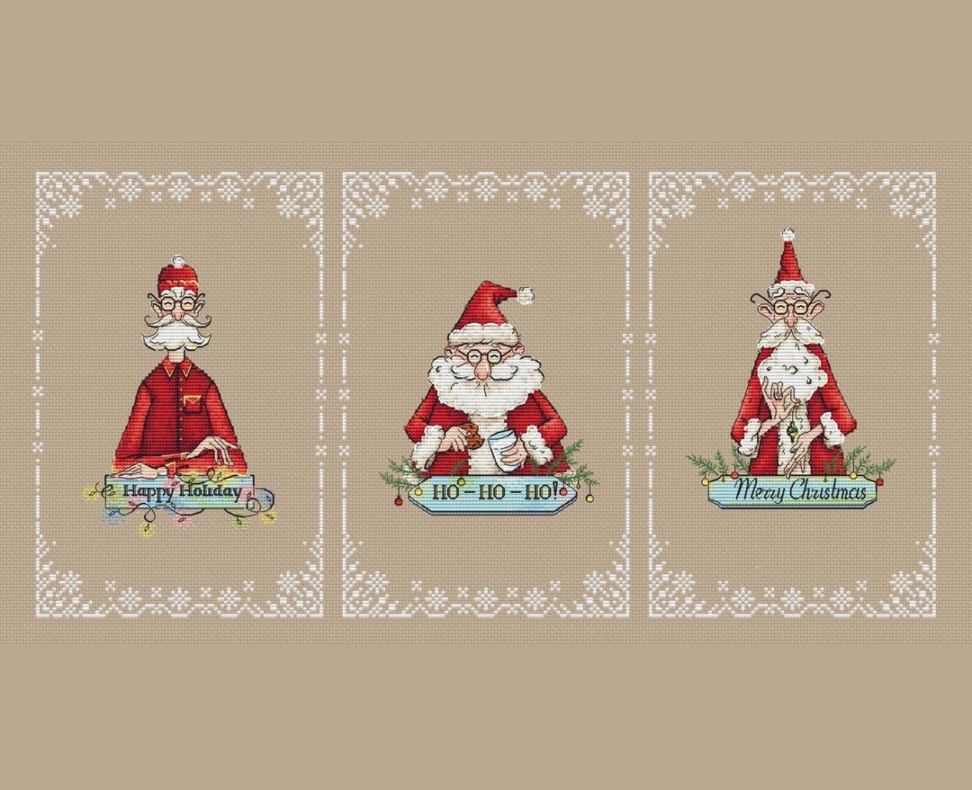Cute Santa Set of Cross Stitch Patterns - Etsy