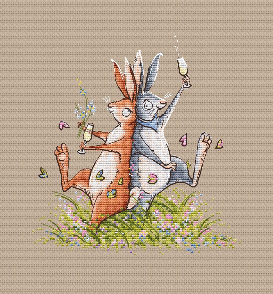 Pair of Rabbits Cross Stitch Pattern Love Instant Download Pdf - Etsy UK