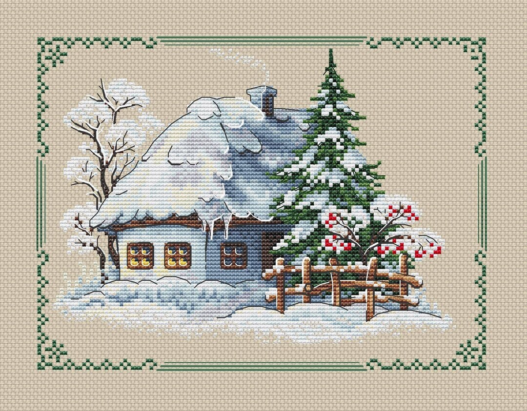 Hut in the Snow Cross Stitch Pattern - Etsy