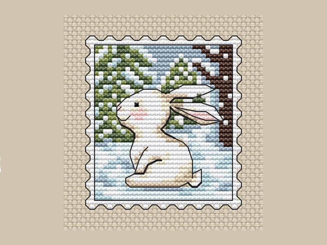 Bunny Stamp Cross Stitch Pattern - Etsy