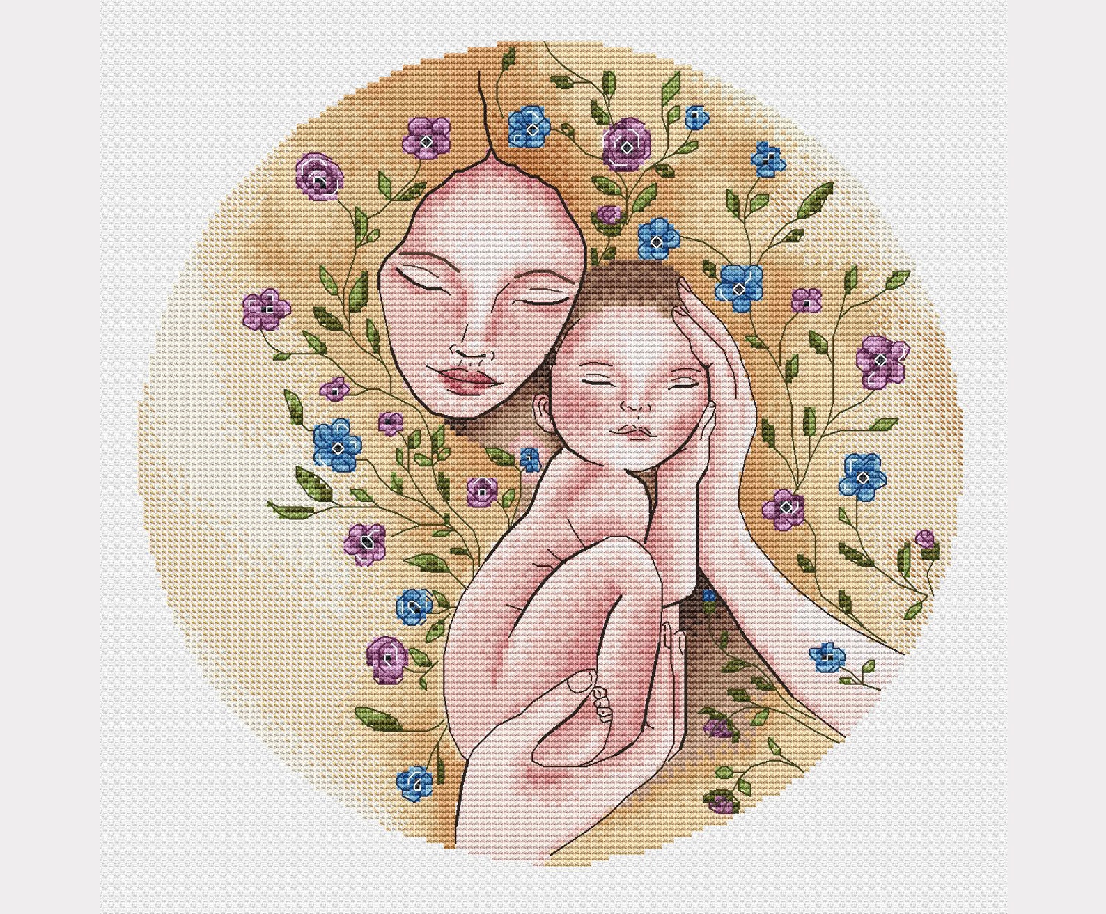 Mother and Child Cross Stitch Pattern Mom With Baby Cross Stitch Gift ...