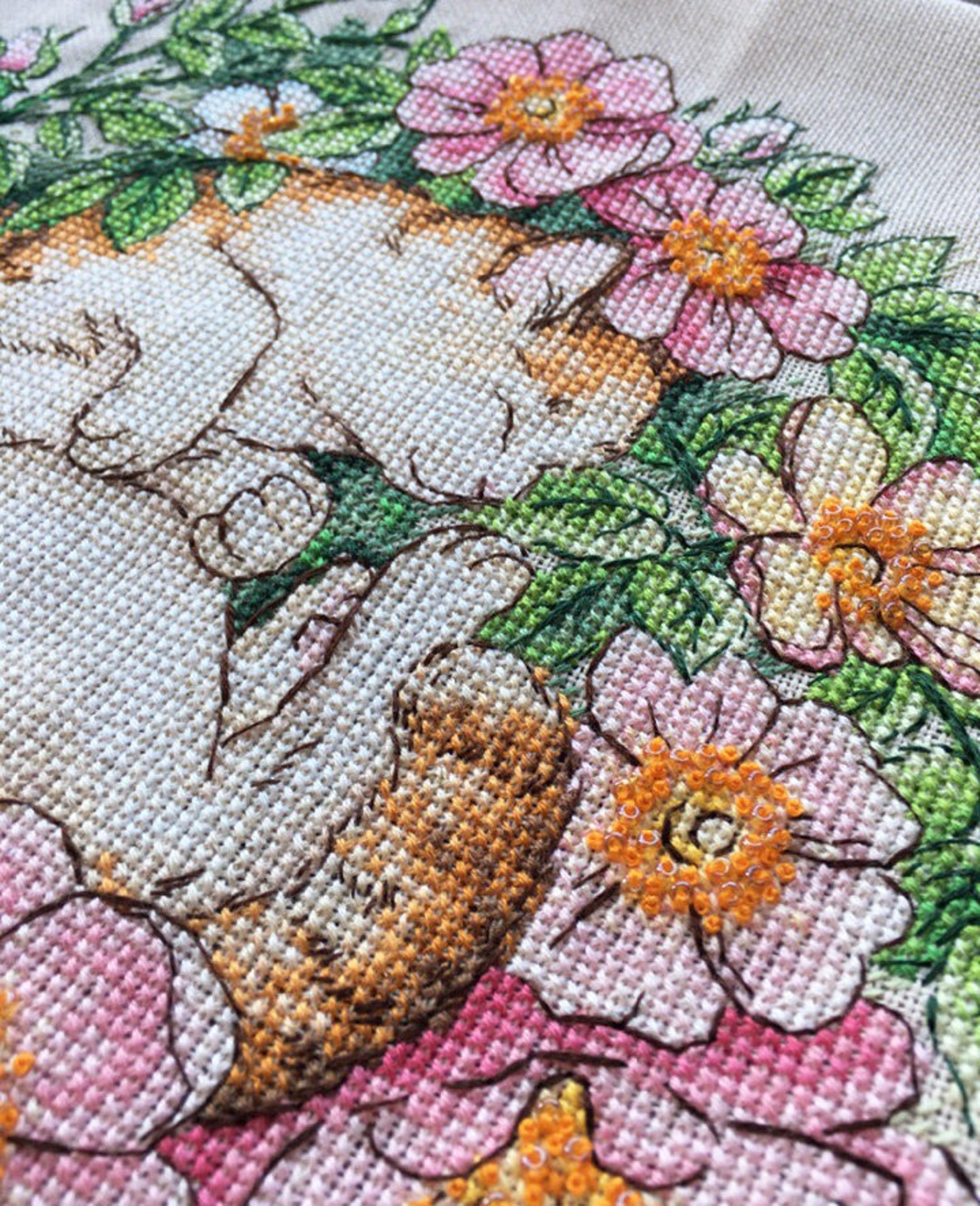 Ginger Cat Cross Stitch Pattern Cat With Flowers Cross Stitch - Etsy