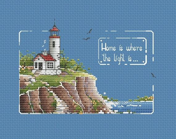 Lighthouse on the Seashore Cross Stitch Pattern Quote About | Etsy