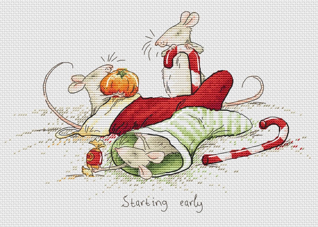 Ready for Christmas Cross Stitch Pattern Mouse With Christmas Stocking ...