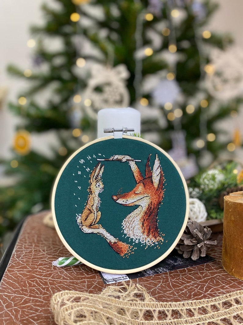 Fox Magician With Rabbit Cross Stitch Pattern Funny Fox - Etsy