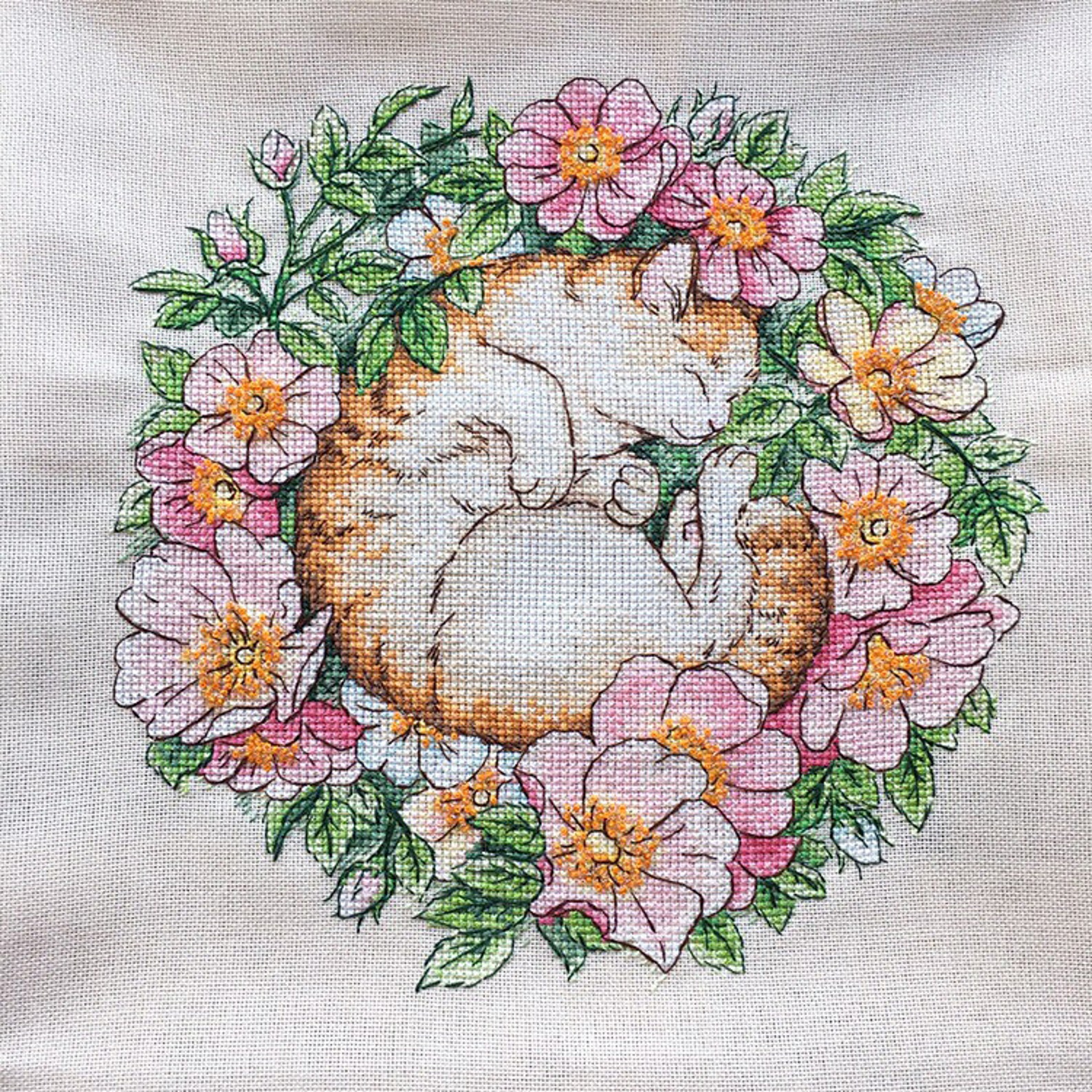 Ginger Cat Cross Stitch Pattern Cat With Flowers Cross Stitch - Etsy