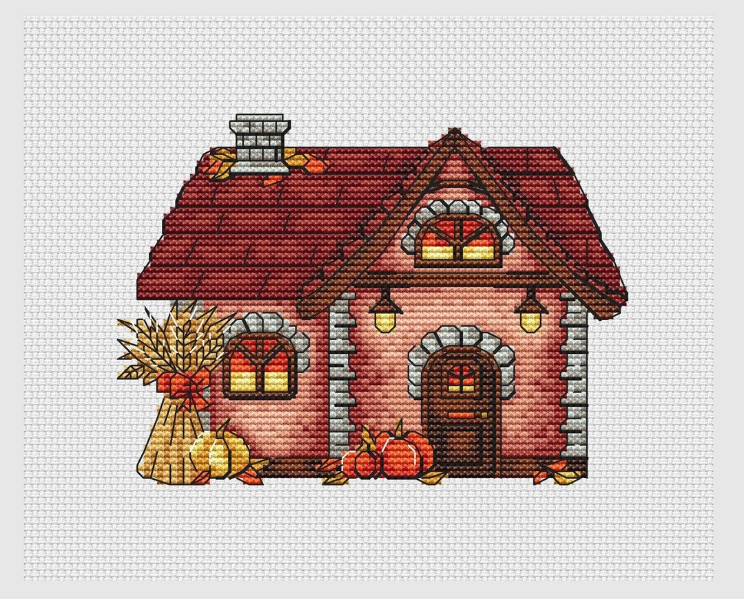 Autumn House Cross Stitch Pattern - Etsy