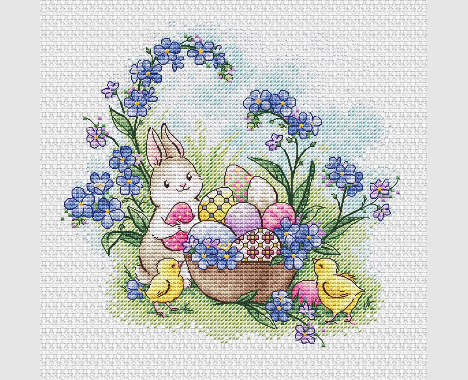Basket With Eggs Cross Stitch Pattern Easter Cross Stitch - Etsy