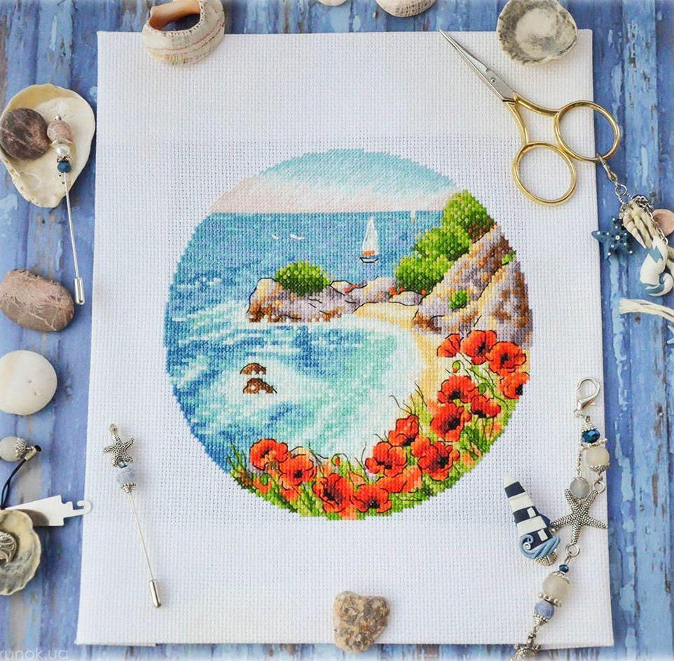 Flowering Coast Cross Stitch Pattern Seashore Cross Stitch | Etsy