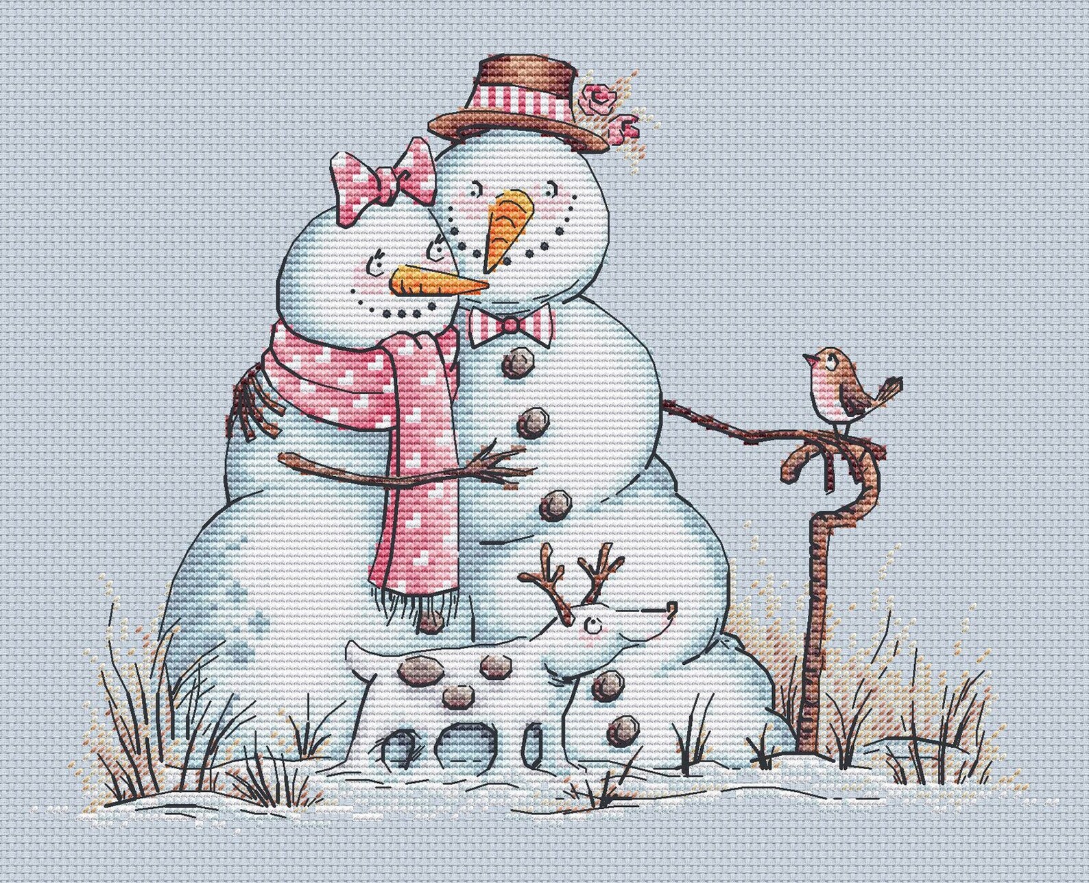 Snowmen Couple Cross Stitch Pattern Pair of Snowmen Cross | Etsy