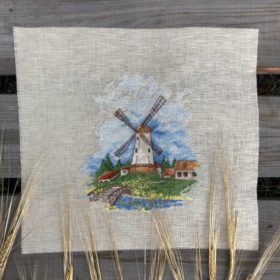 Windmill Modern Cross Stitch Pattern Light Rural Landscape Nature ...