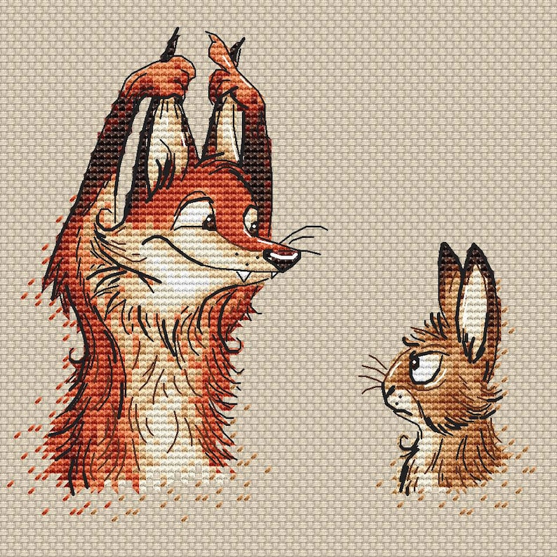 Fox and Rabbit Cross Stitch Pattern Fox and Bunny Friends | Etsy UK