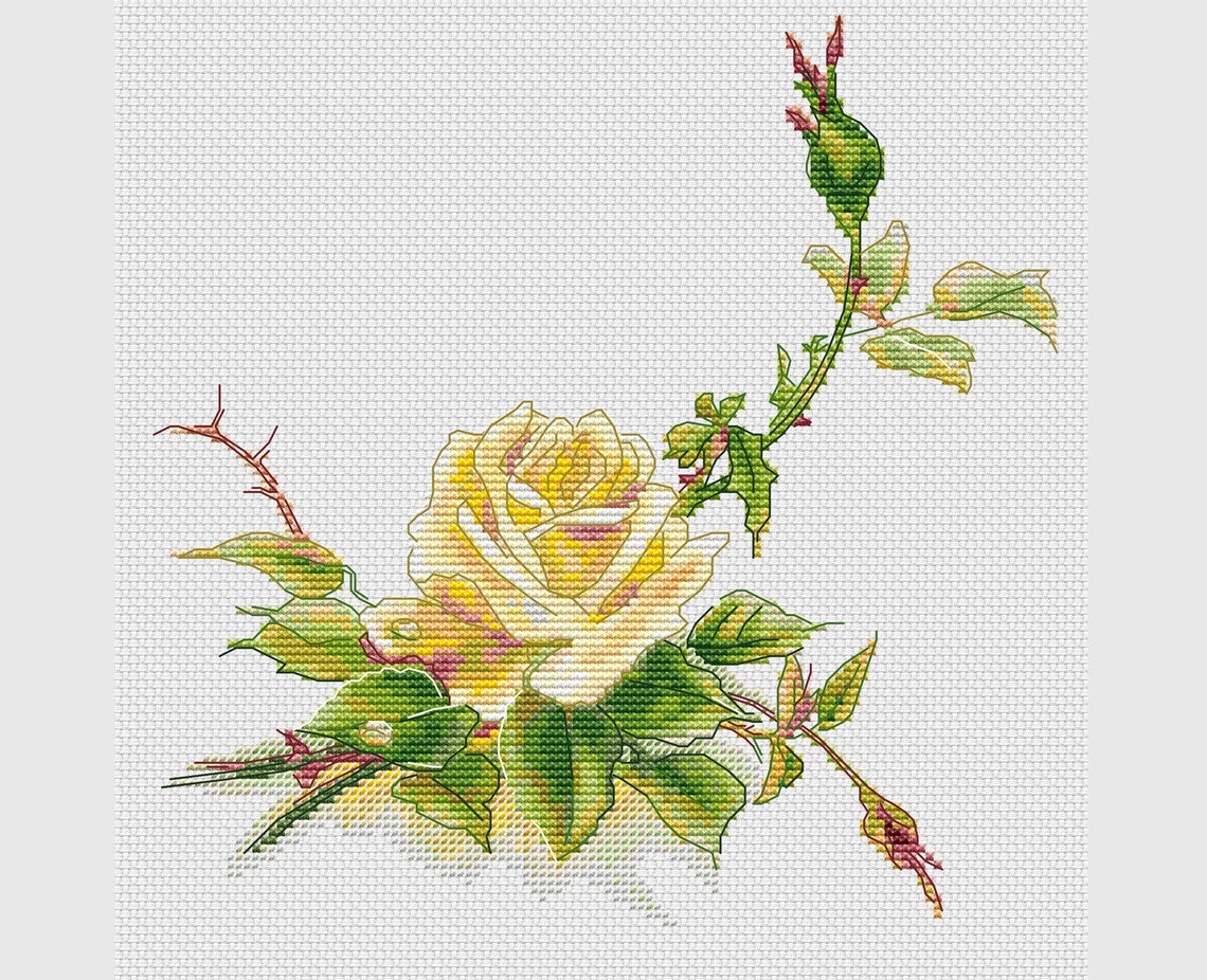 Single Yellow Rose Cross Stitch Pattern - Etsy