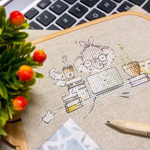 Girl With Laptop Cross Stitch Pattern Girl Boss Cross Stitch Elephant ...