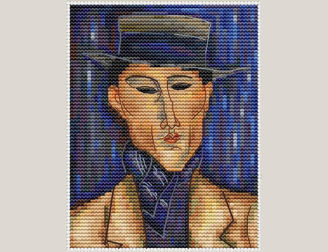 Man in Hat Cross Stitch Pattern - Etsy