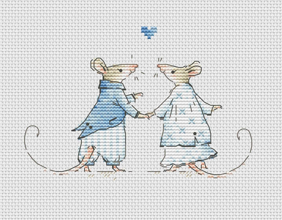 Mice Couple Cross Stitch Pattern Wedding Gift Cross Stitch Pair of Mice ...