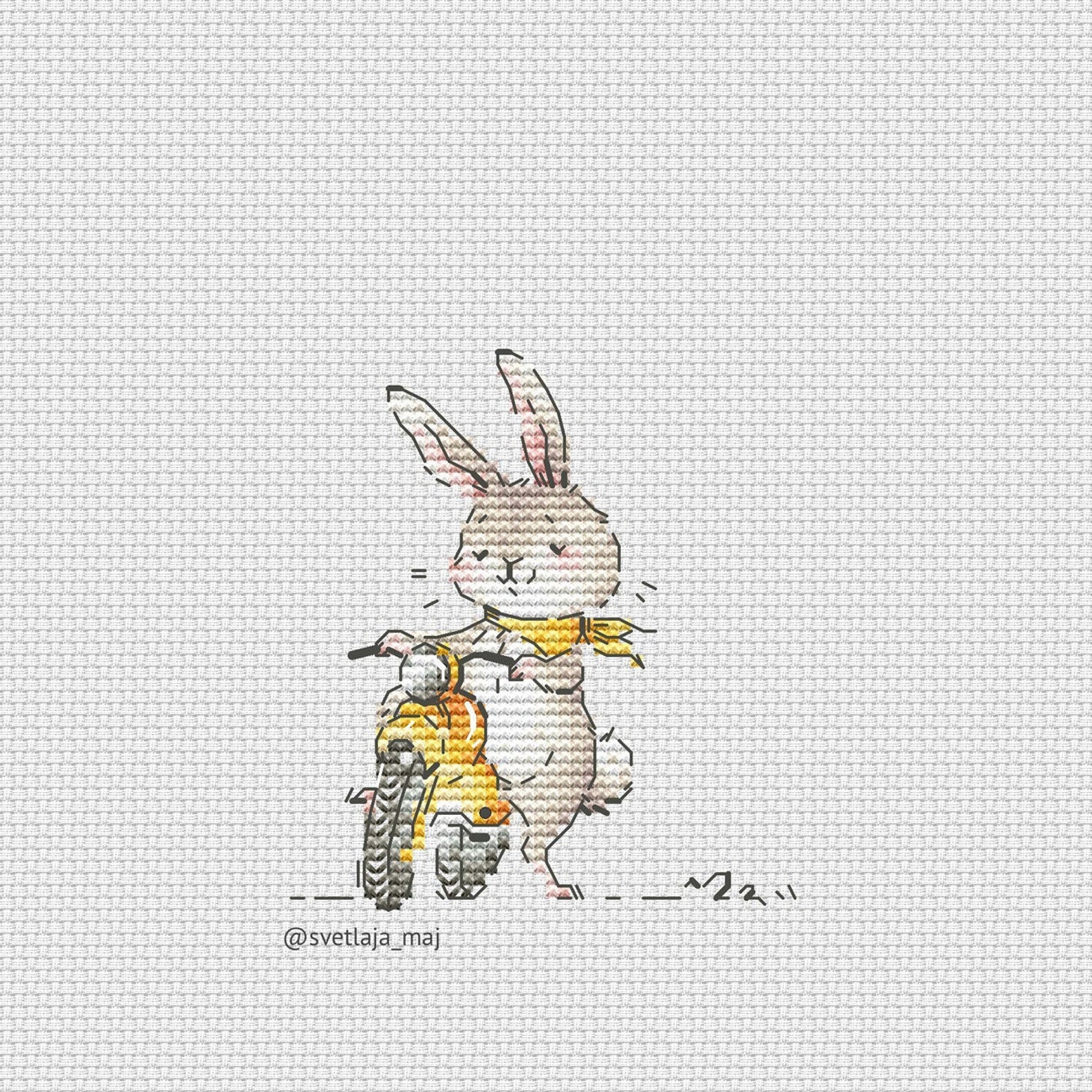 Bunny on Motorcycle Cross Stitch Pattern - Etsy