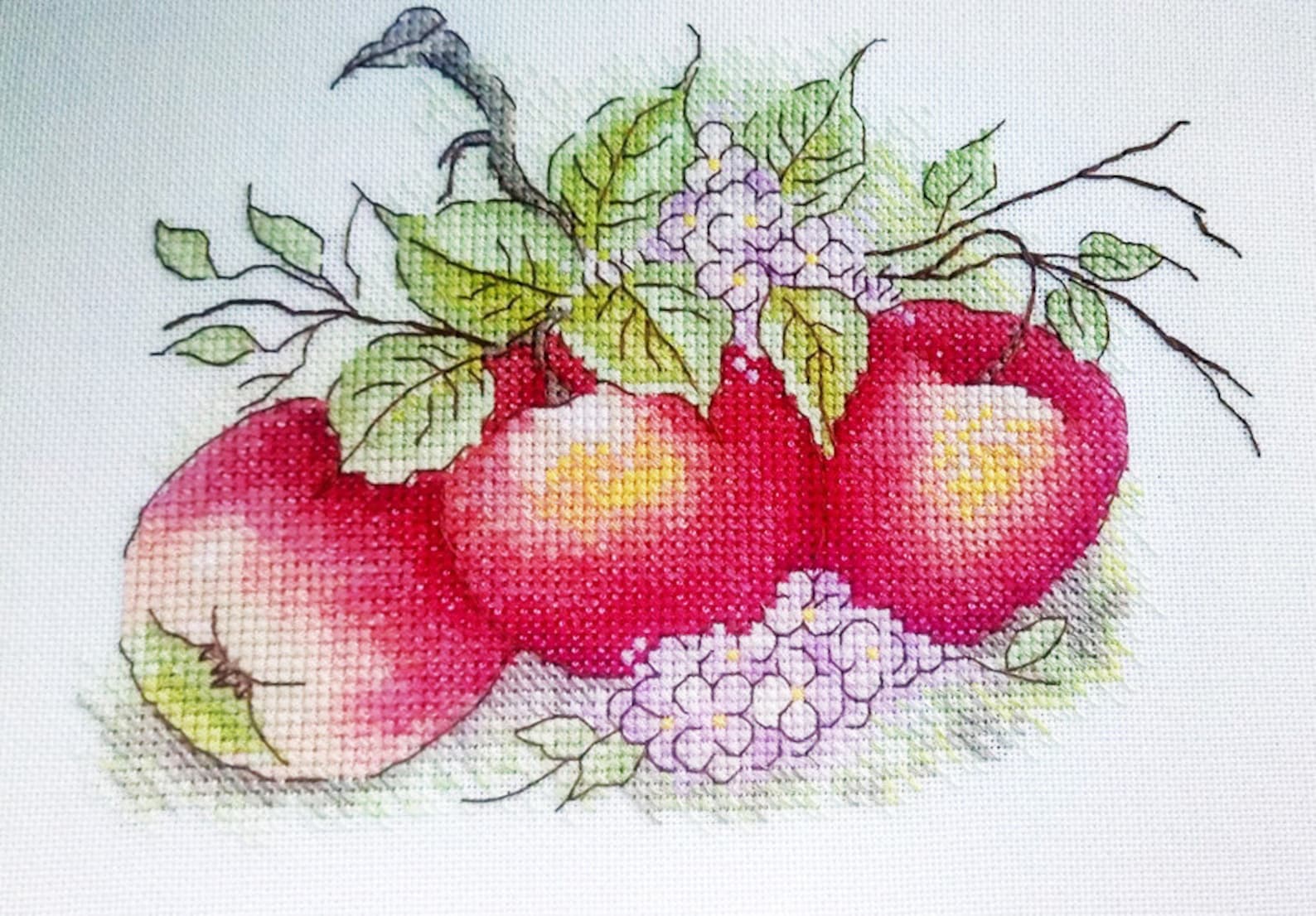 Ripe Apples Cross Stitch Pattern Red Apples Cross Stitch Summer Fruits ...