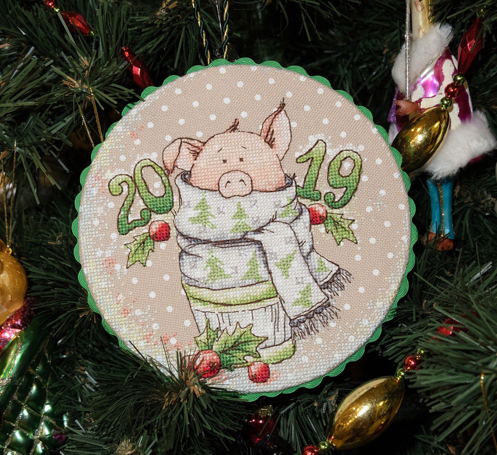 New Year Pig Cross Stitch Pattern Christmas Tree Pig Cross | Etsy
