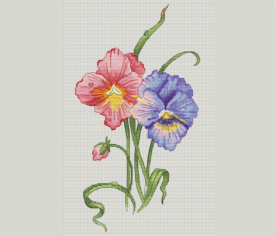 Violet Cross Stitch Pattern Flowers Cross Stitch Pattern Viola - Etsy