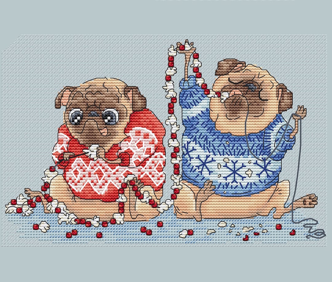 Pug in Sweater Cross Stitch Pattern - Etsy