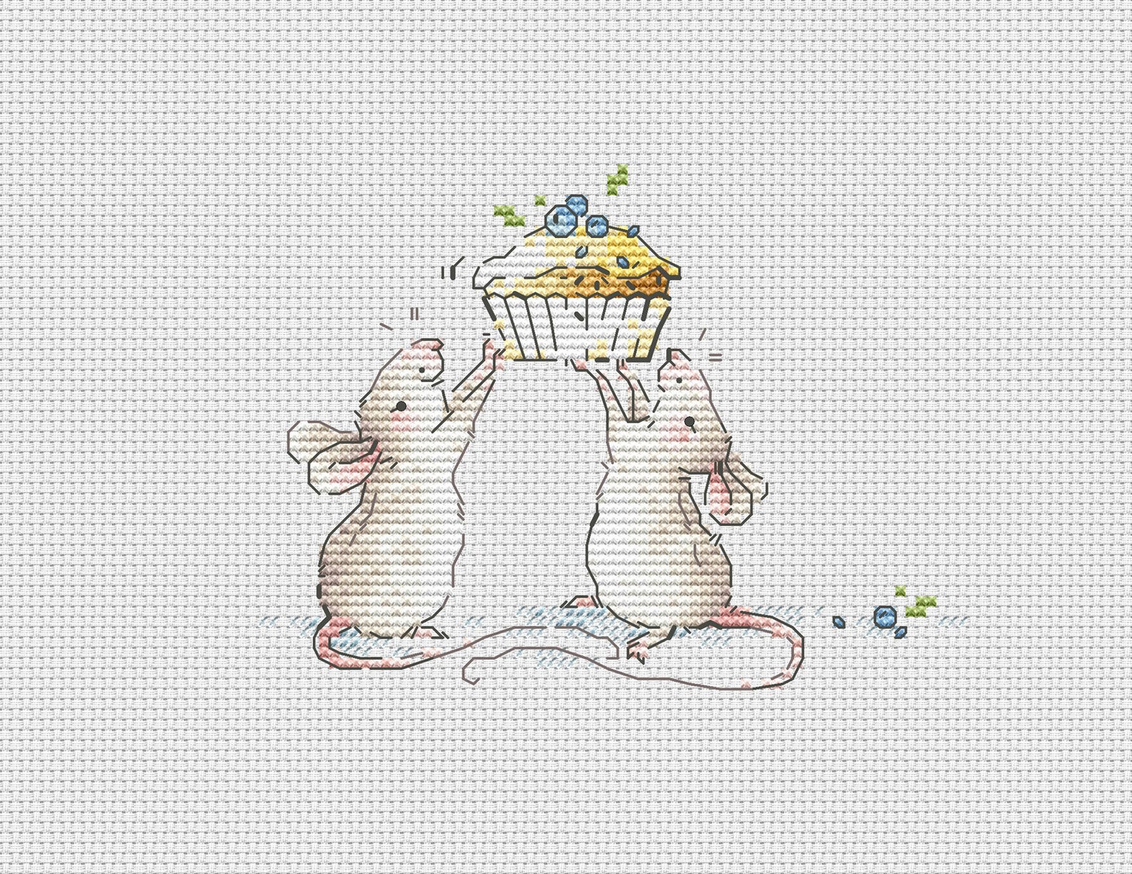Mouse With Cupcake Set Cross Stitch Pattern - Etsy