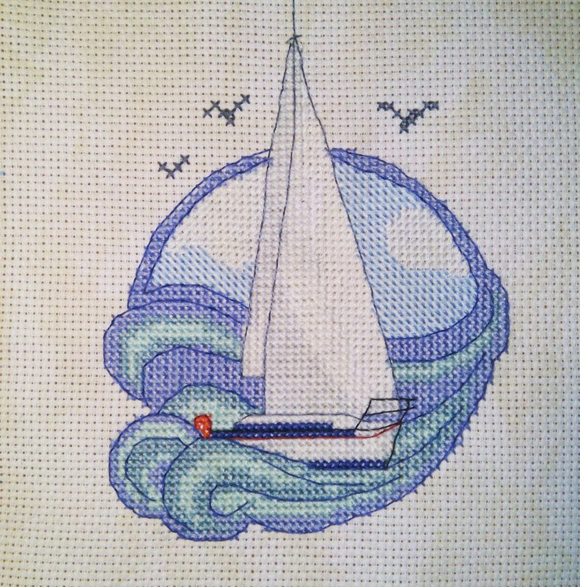 Sailing boat cross stitch pattern sailing ship instant | Etsy