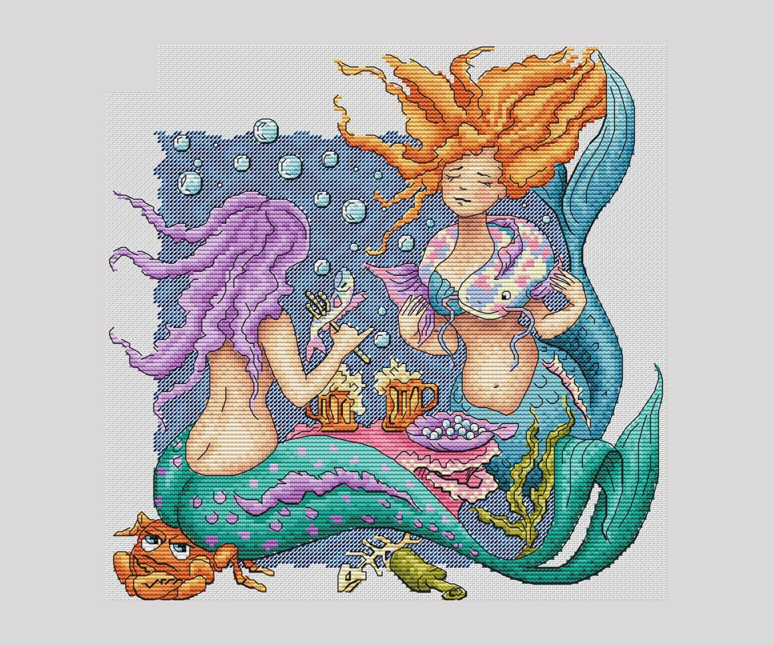 Two Mermaids Cross Stitch Pattern - Etsy