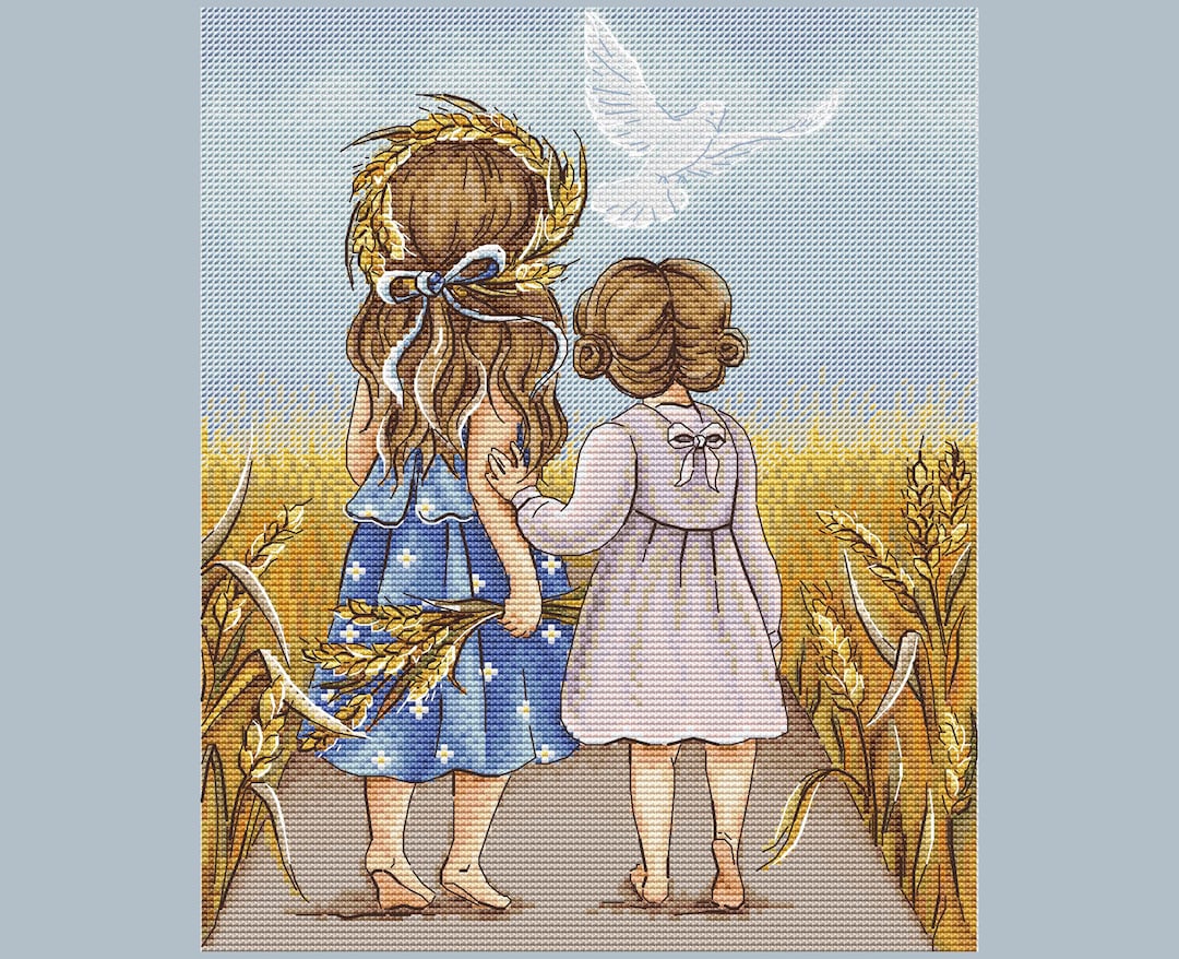 Two Little Girls Cross Stitch Pattern - Etsy
