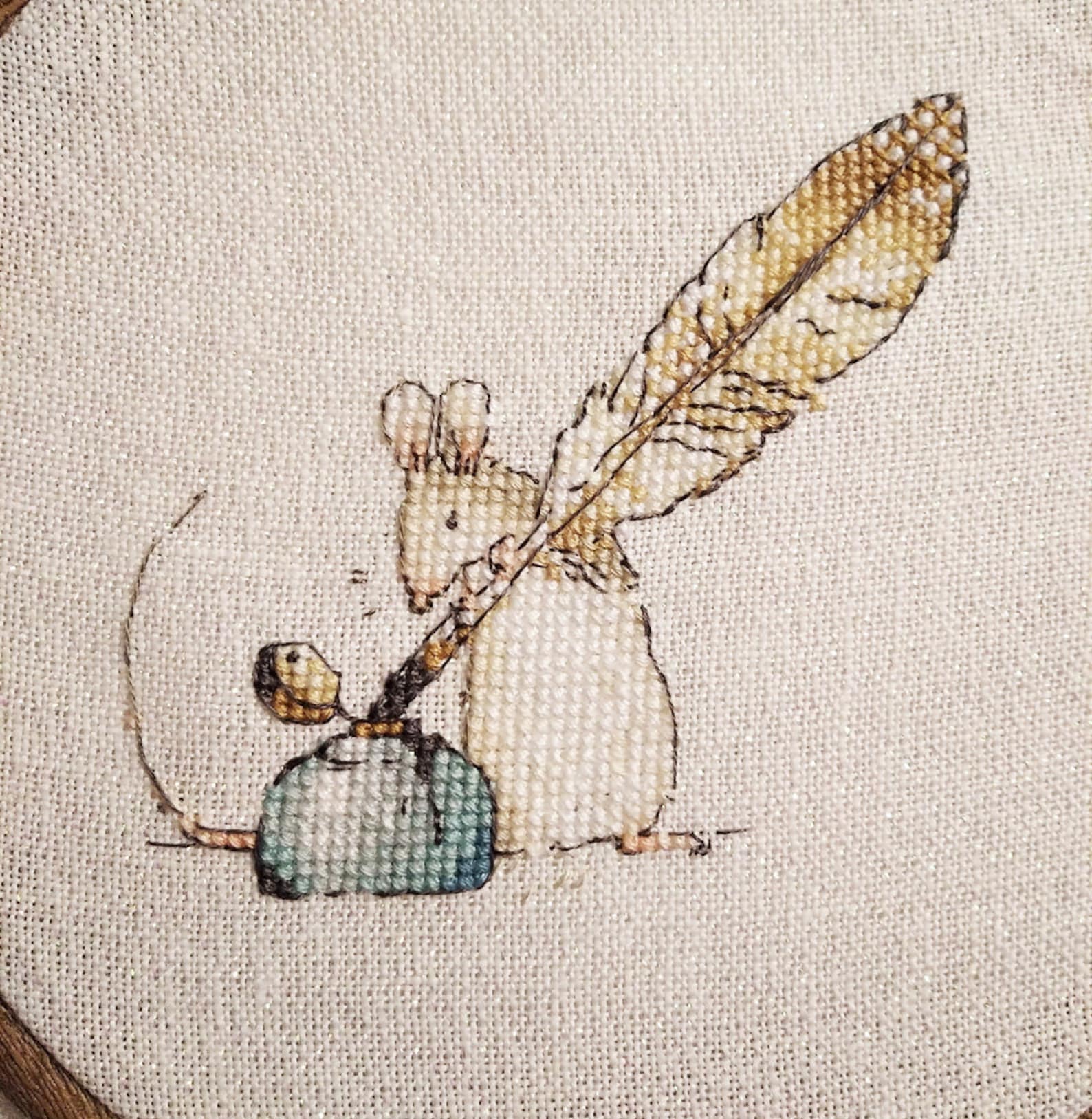 Little Writer Cross Stitch Pattern Quill Pen Cross Stitch Cute Mouse ...