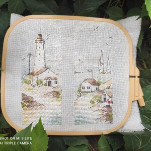 Seashore Landscape Cross Stitch Pattern Summer Sea View Cross Stitch ...