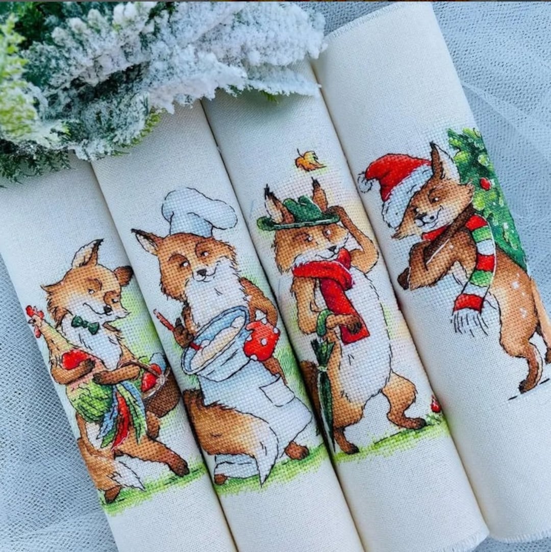 Fox and Rabbit Seasons Cross Stitch Pattern - Etsy