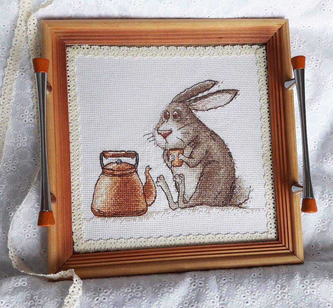 Bunny With Kettle of Coffee Cross Stitch Pattern Rabbit With - Etsy