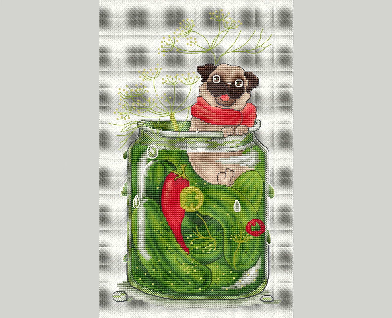 Cute Pug Cross Stitch Pattern Pickles Cross Stitch Pattern Jar - Etsy