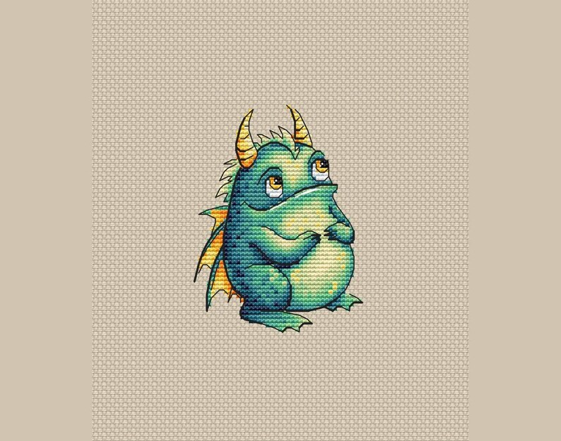 Cute Green Monster Cross Stitch Pattern - Etsy