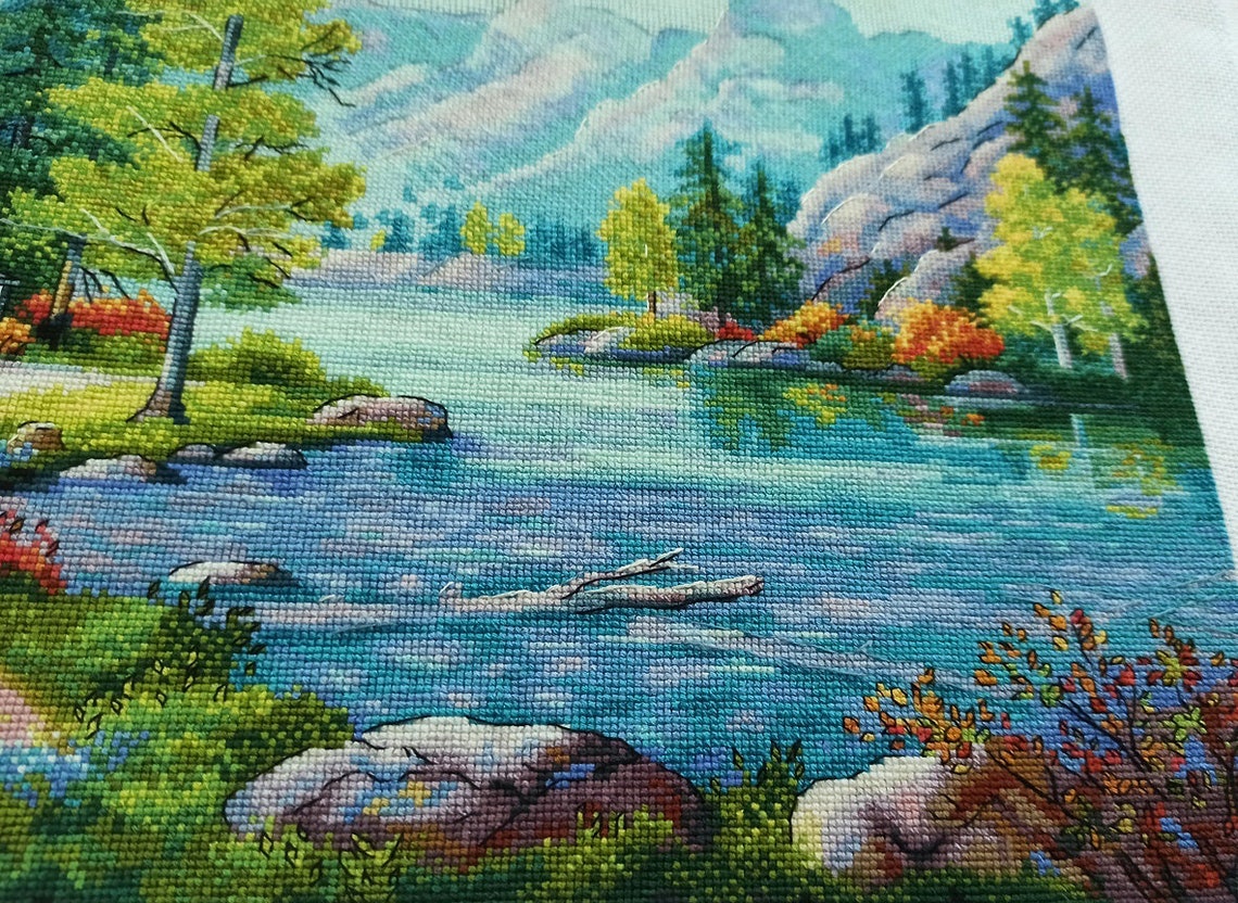 Mountain River Cross Stitch Pattern Beautiful Landscape Cross | Etsy