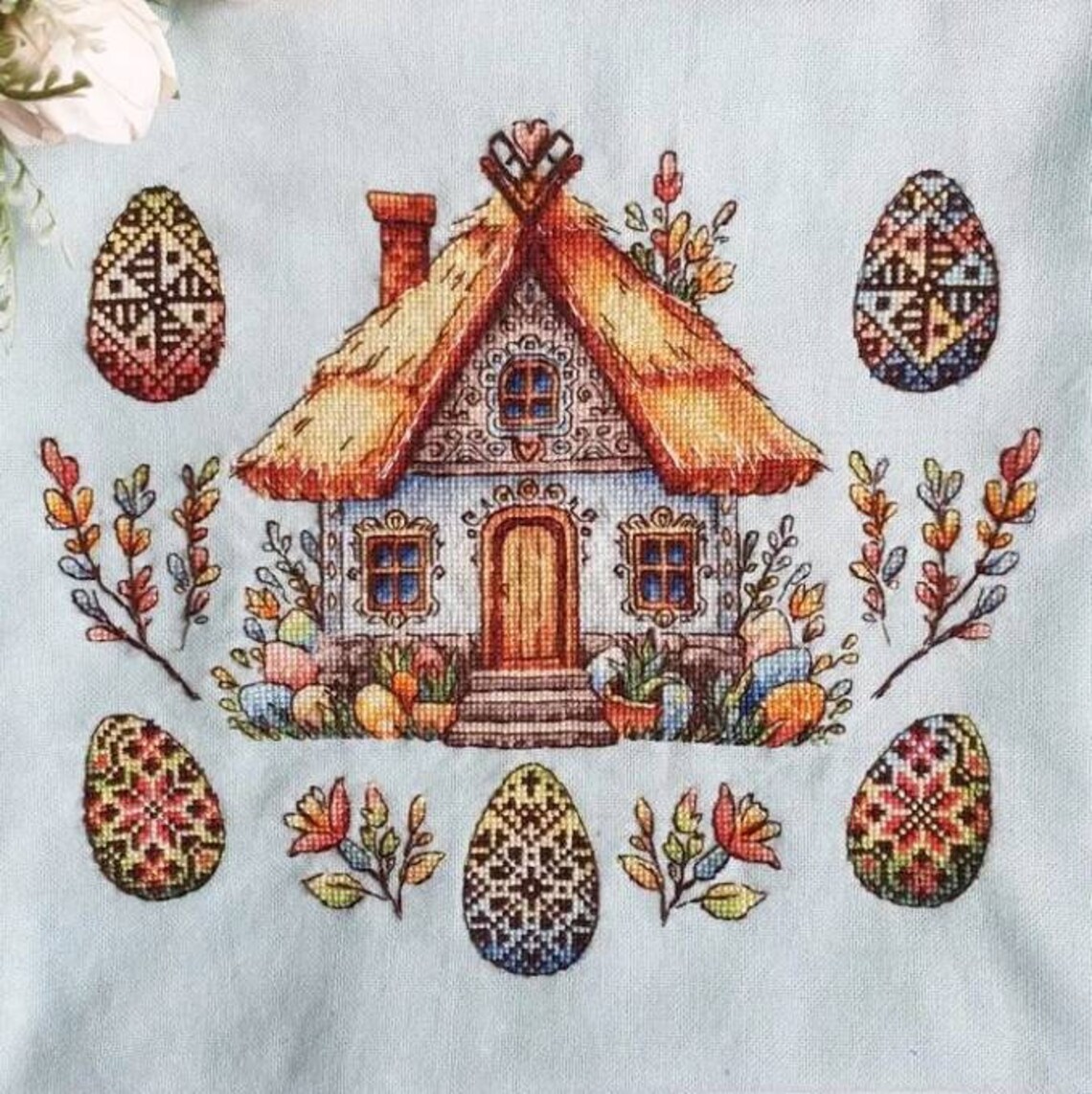 Easter Hut With Eggs Cross Stitch Pattern - Etsy