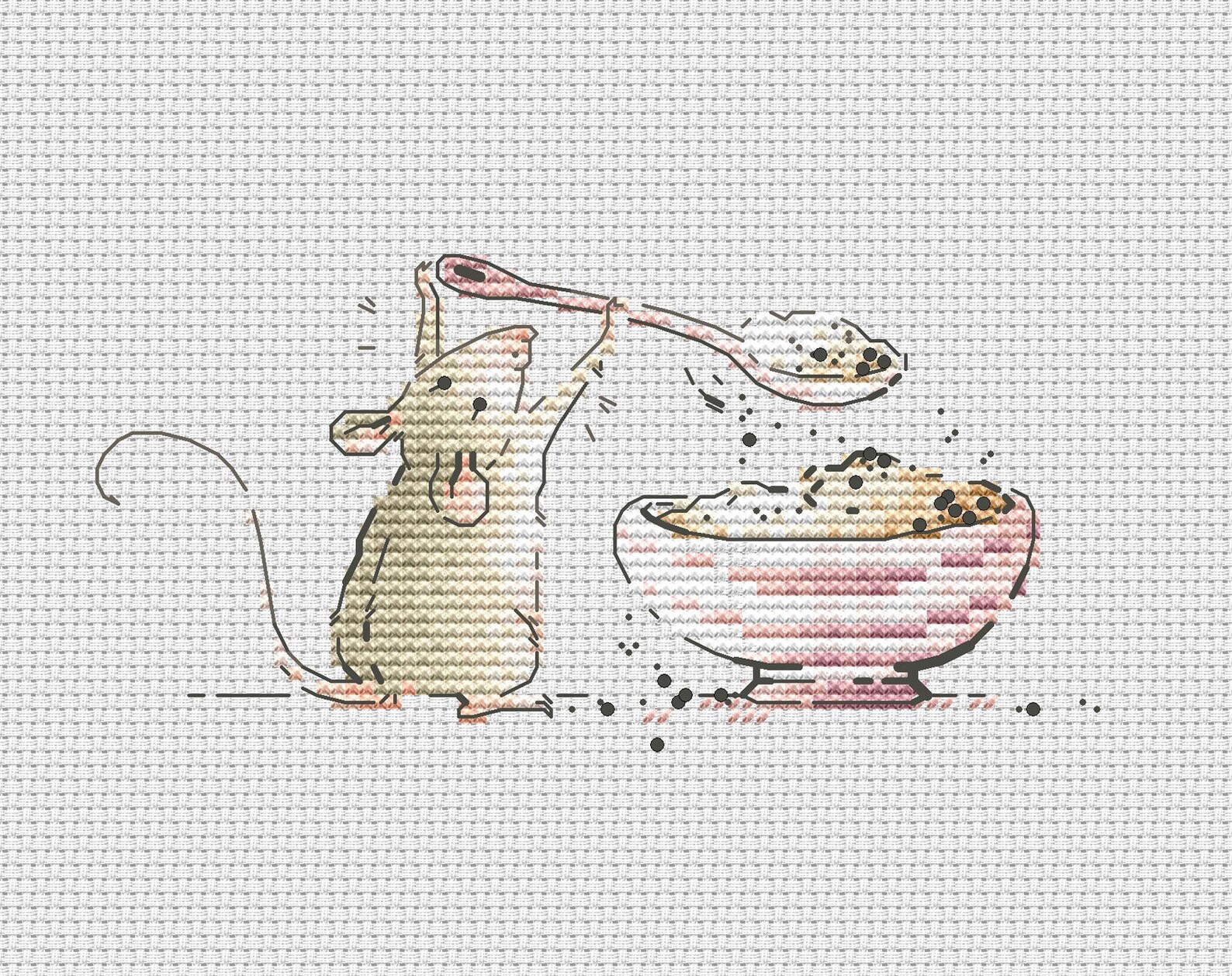 Spoon of Sugar Cross Stitch Pattern Mouse in the Kitchen Cross Stitch ...