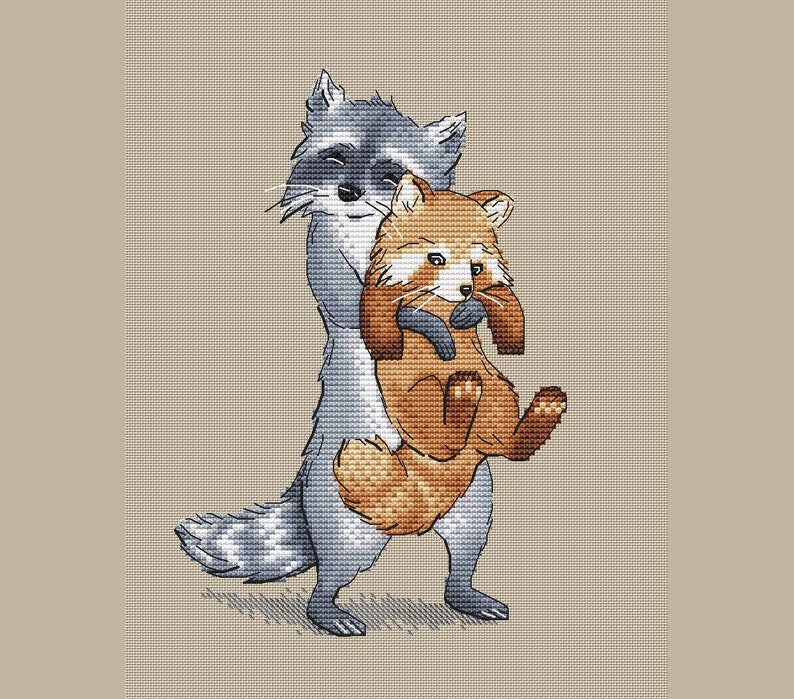 Cute Raccoon Cross Stitch Pattern Funny Animal Cross Stitch - Etsy