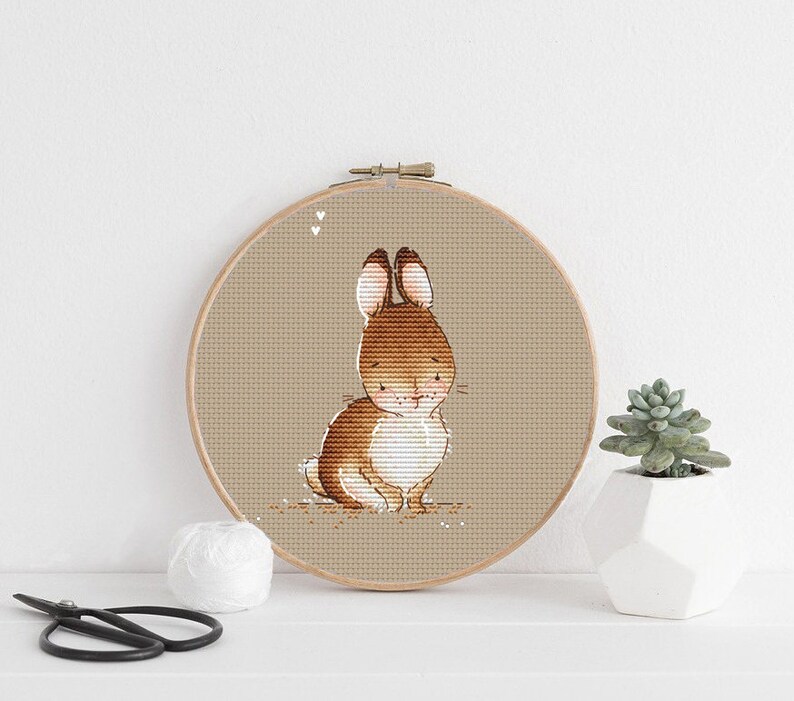 Pretty Bunny Cross Stitch Pattern Cute Brown Rabbit Cross - Etsy