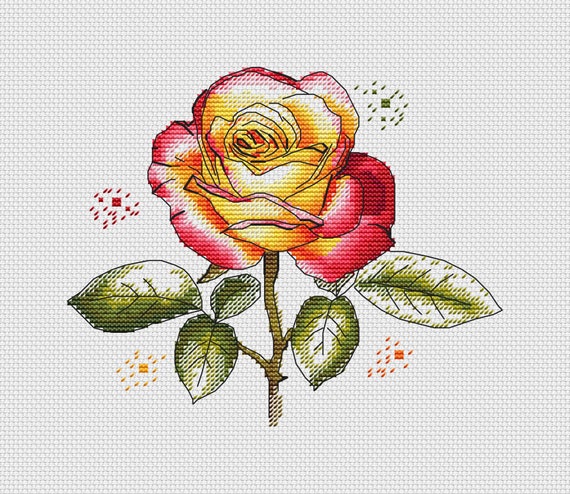 Watercolor Rose Cross Stitch Pattern - Etsy